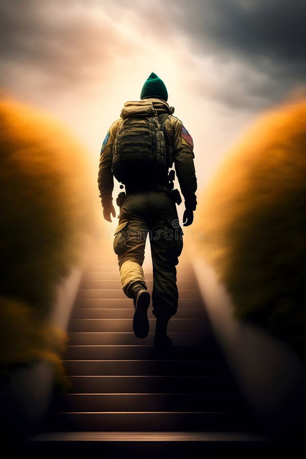 The Human Figures Ascend a Stairway of Clouds To Reach the Heaven ...