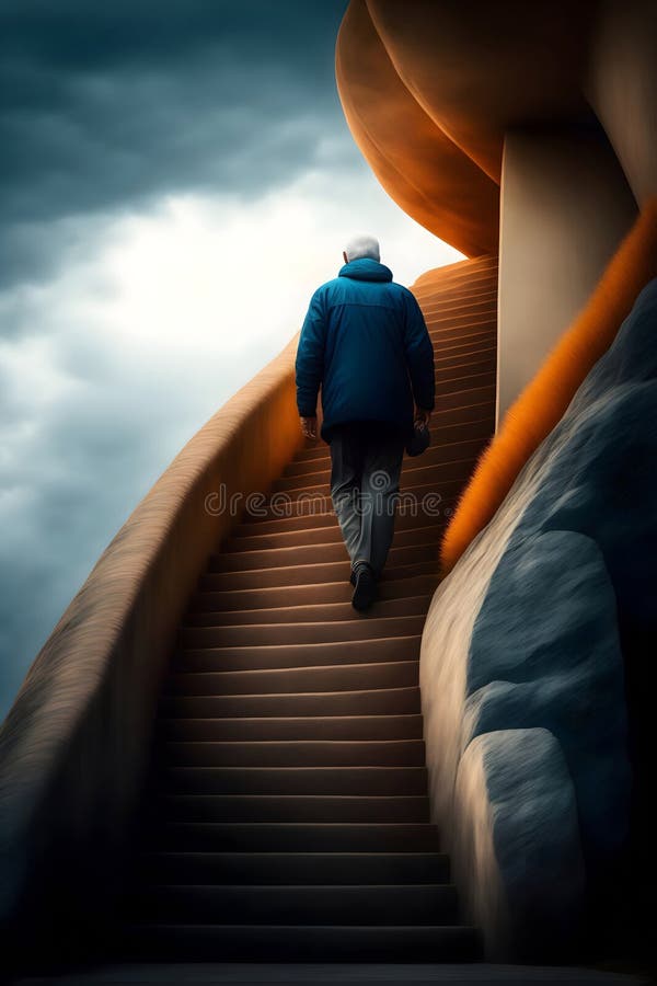 The Human Figures Ascend a Stairway of Clouds To Reach the Heaven ...