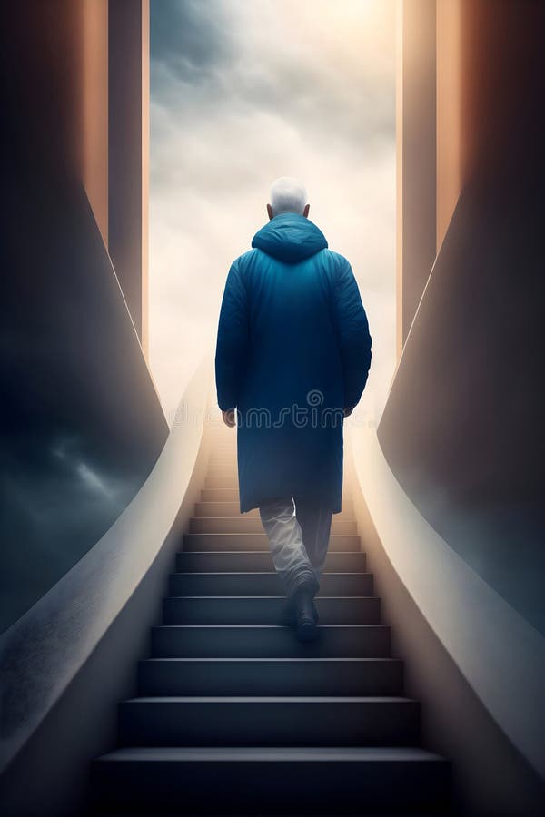 The Human Figures Ascend a Stairway of Clouds To Reach the Heaven ...