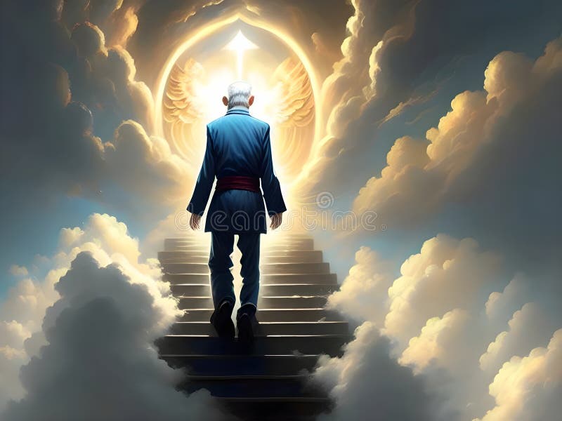 The Human Figures Ascend a Stairway of Clouds To Reach the Heaven ...