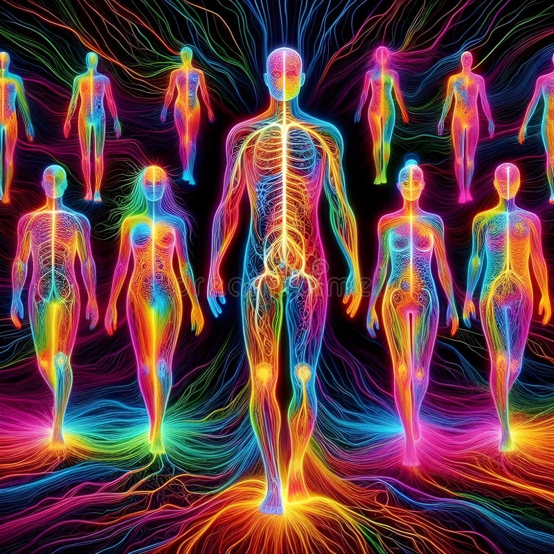 Image of the Human Neuropathway in Bold Neon Colors in Vibrant Colors ...