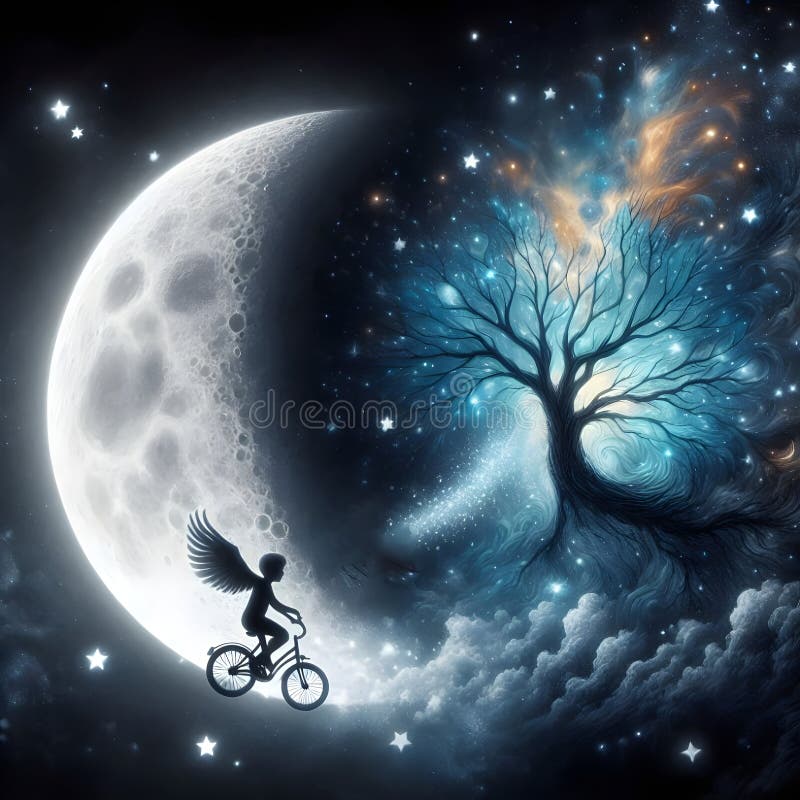 Image of an Imaginary Moon,stars and Celestial Tree of Life in a ...