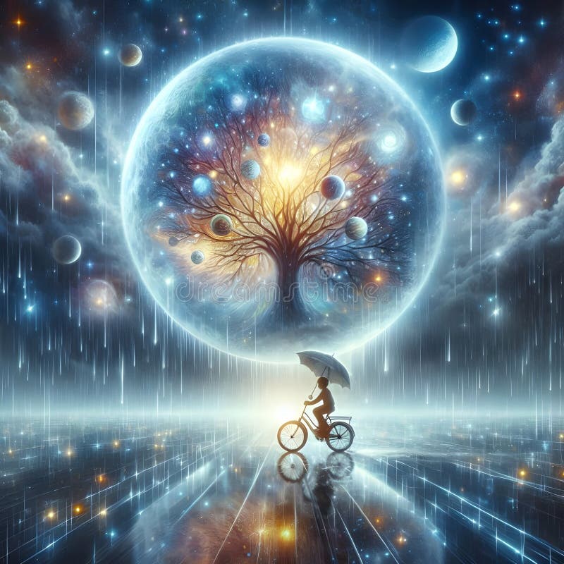 Image of an Imaginary Moon,stars and Celestial Tree of Life in a ...