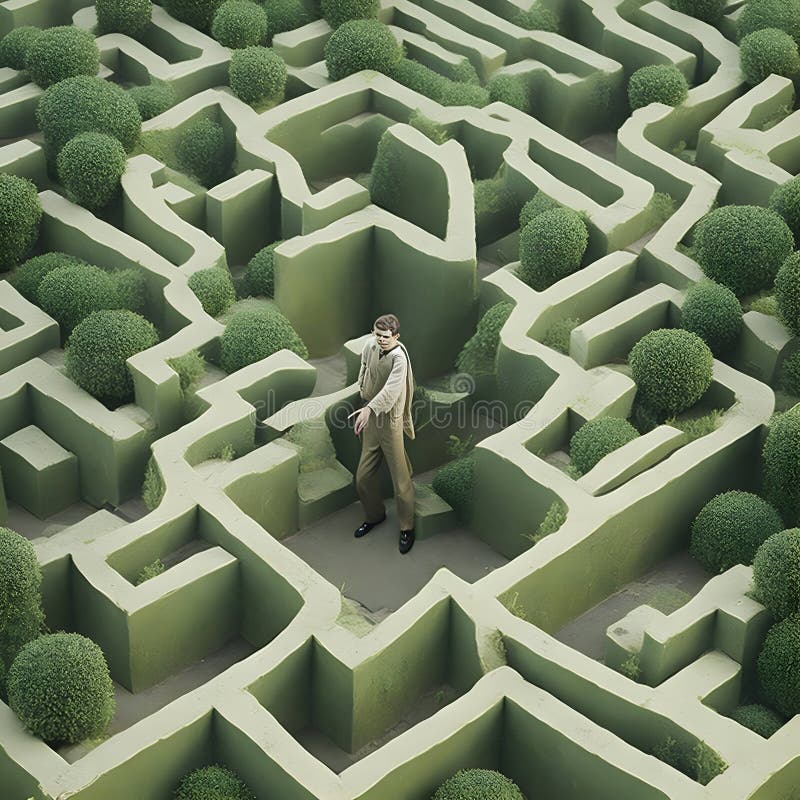 Dwarfed by a Towering 3D Hedge Maze Environment Which Inspired by the ...