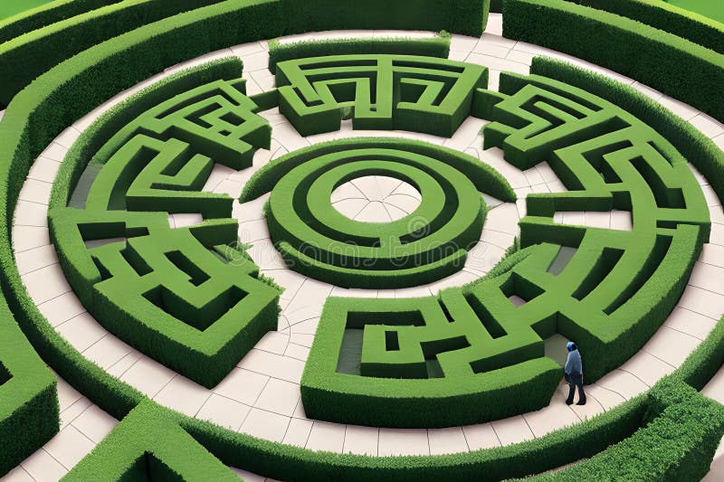 Dwarfed by a Towering 3D Hedge Maze Environment Which Inspired by the ...