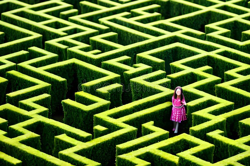 Dwarfed by a Towering 3D Hedge Maze Environment Which Inspired by the ...