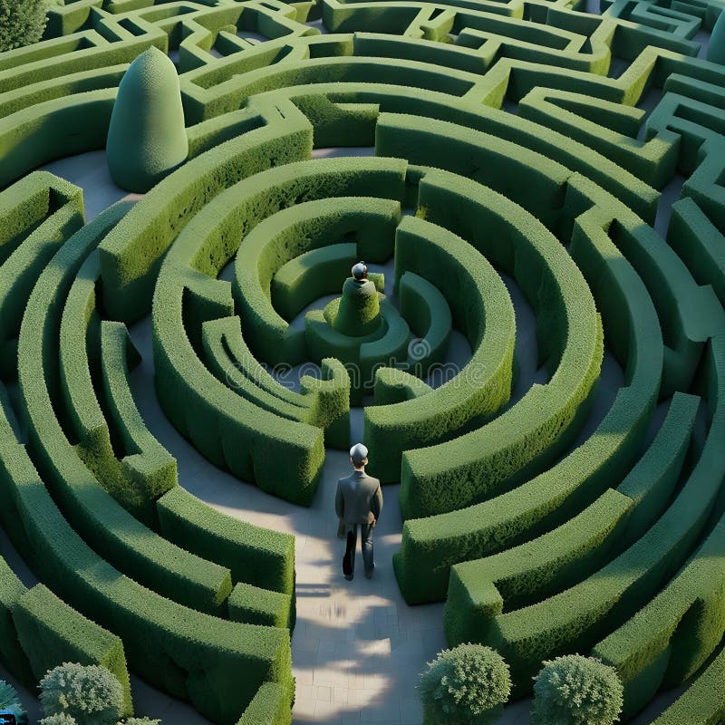 Dwarfed by a Towering 3D Hedge Maze Environment Which Inspired by the ...