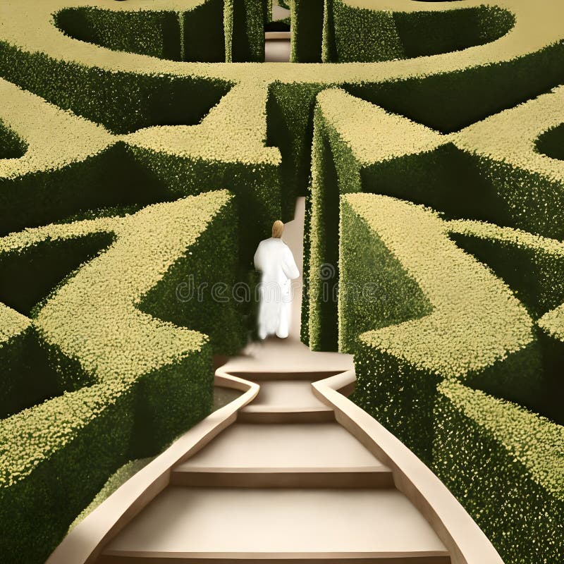 Dwarfed by a Towering 3D Hedge Maze Environment Which Inspired by the ...