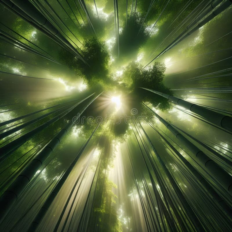 Looking from Below the Towering Trees of Leaves Lush with Dappled Light ...
