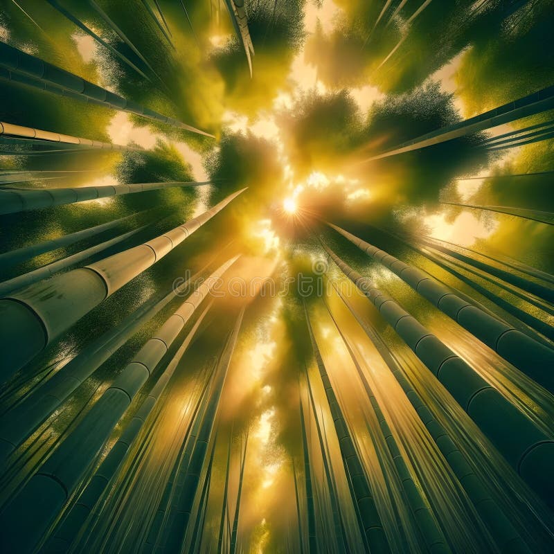 Looking from Below the Towering Trees of Leaves Lush with Dappled Light ...