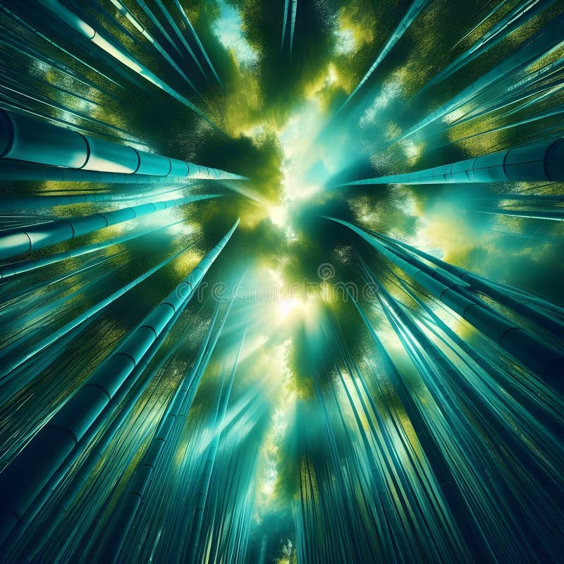 Looking from Below the Towering Trees of Leaves Lush with Dappled Light ...