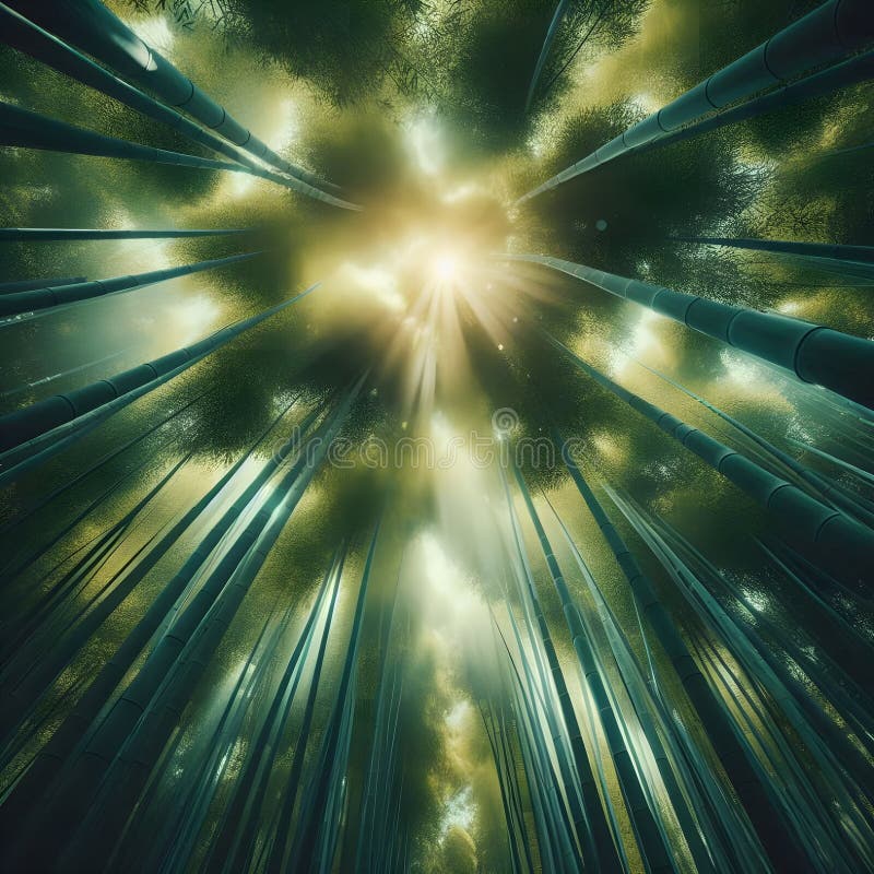 Looking from Below the Towering Trees of Leaves Lush with Dappled Light ...