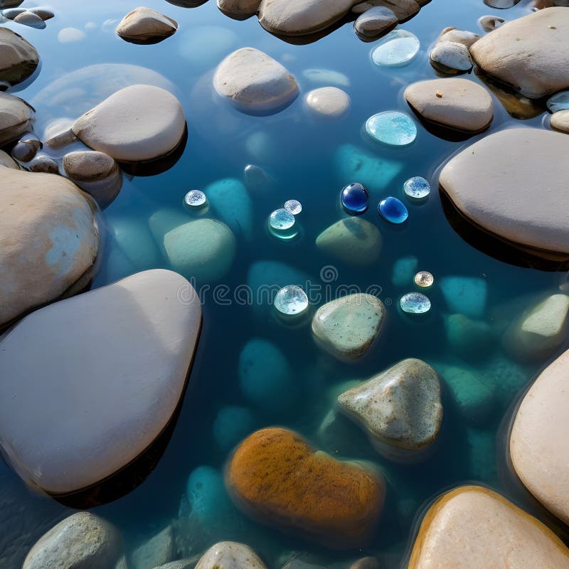 Image of Looking Down into a Pond with Colorful Bubbles and Crystal ...