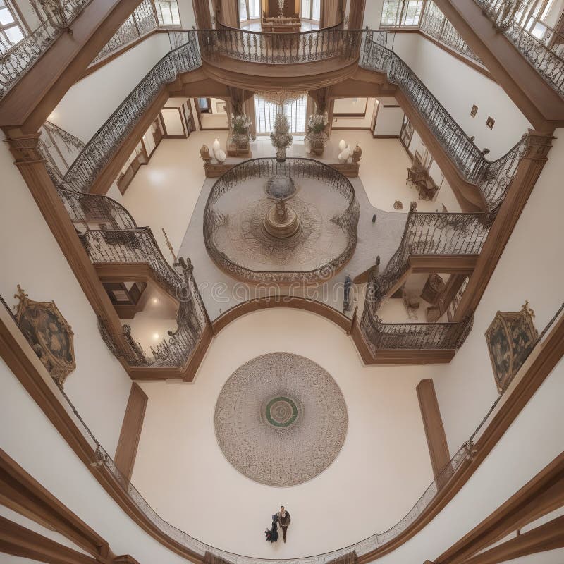 Image of Looking Down from the Upstairs Loft Onto an Expansive Luxury ...