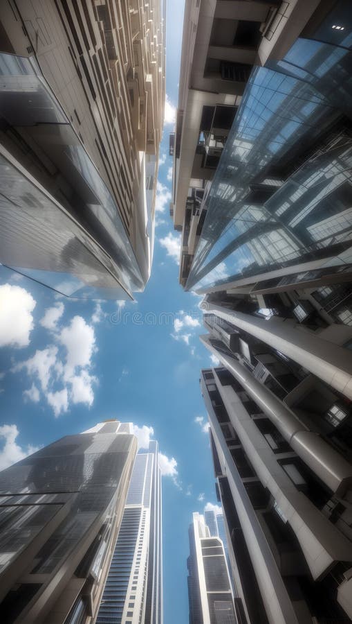 Image of Looking Up Scene the Very Tall Building Skyscraper Stock ...