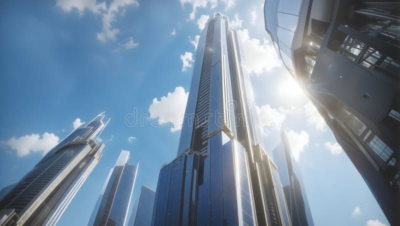 Image of Looking Up Scene the Very Tall Building Skyscraper Stock ...