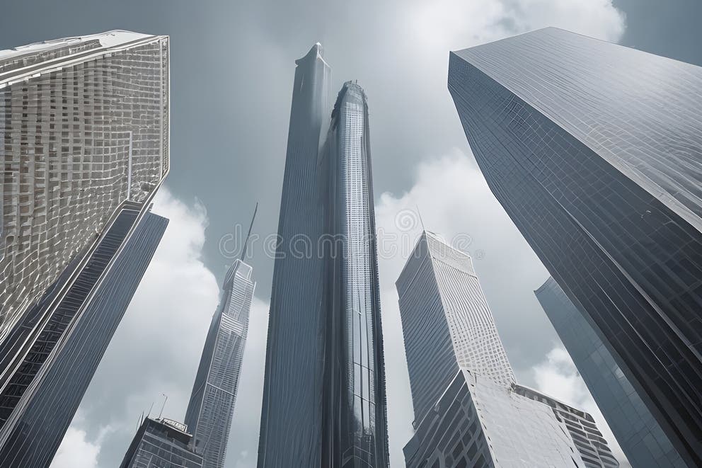 Image of Looking Up Scene the Very Tall Building Skyscraper Stock ...
