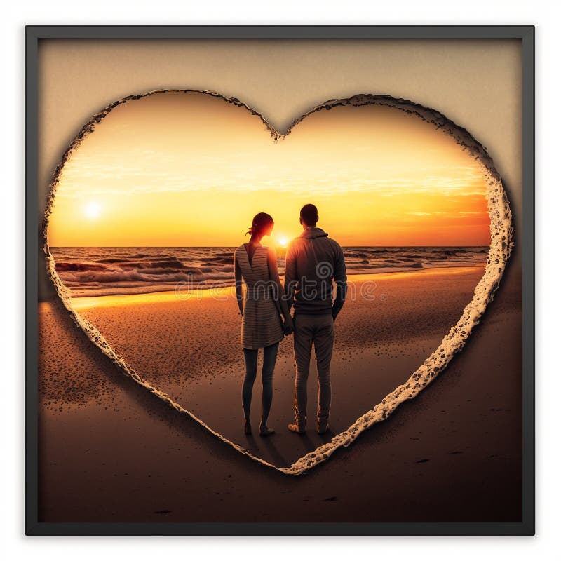 AI Image of Love Couple Enjoying Their Moment at the Beach. Stock ...