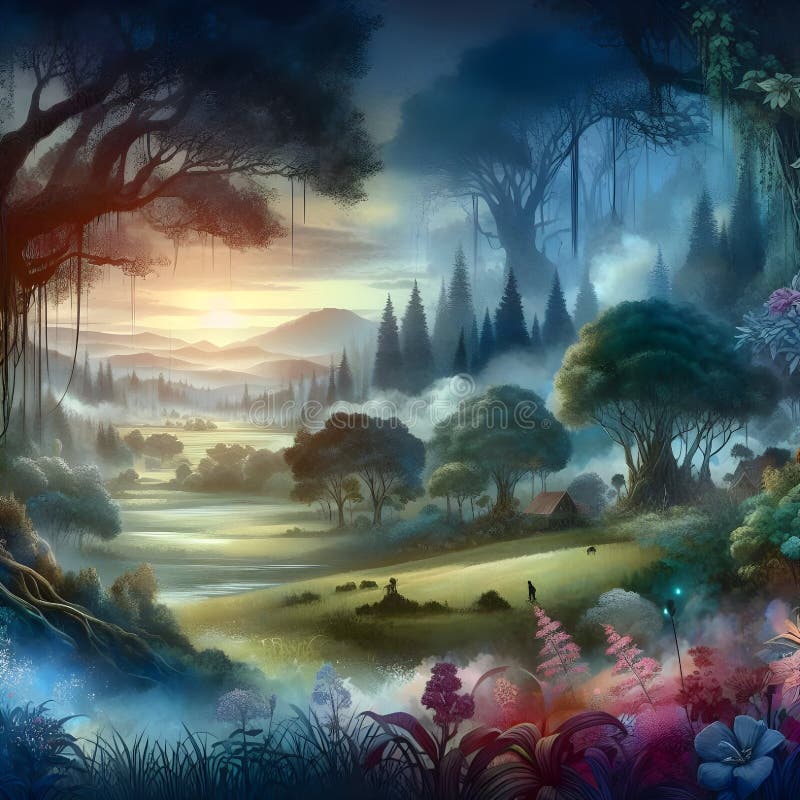 A Magical Ethereal Nature Around an Ancient Enchanted Forest with a ...