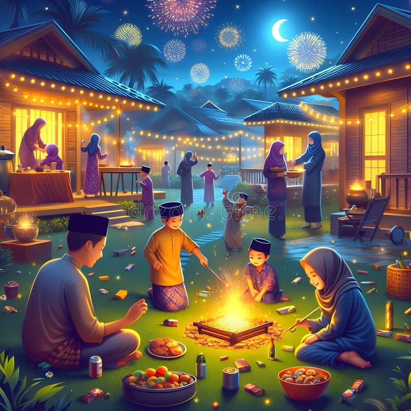 Image of Malay Folks Celebrating Hari Raya Aidilfitri in Their ...
