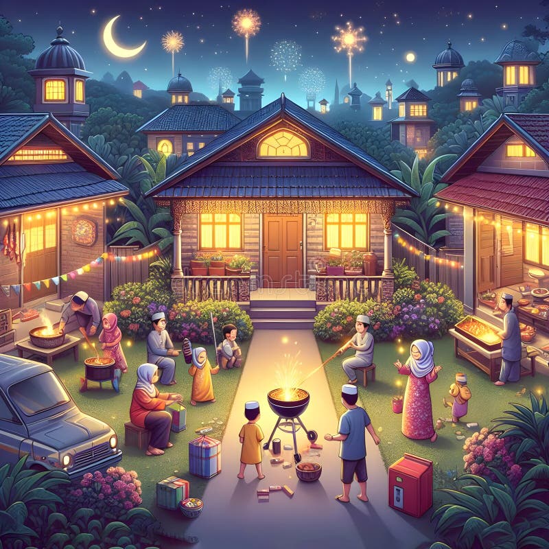 Image of Malay Folks Celebrating Hari Raya Aidilfitri in Their ...