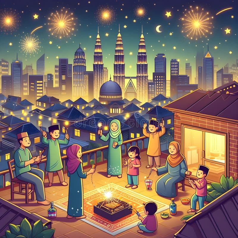 Image of Malay Folks Celebrating Hari Raya Aidilfitri in Their ...