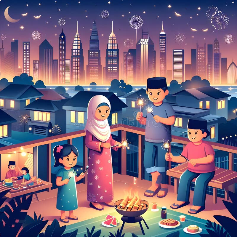 Image of Malay Folks Celebrating Hari Raya Aidilfitri in Their ...