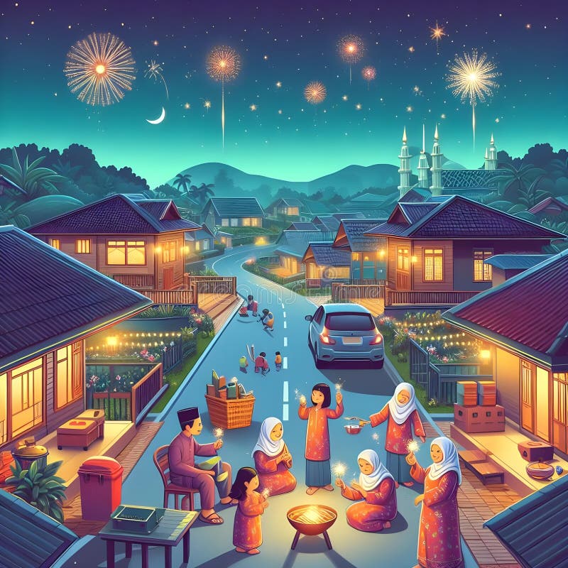 Image of Malay Folks Celebrating Hari Raya Aidilfitri in Their ...