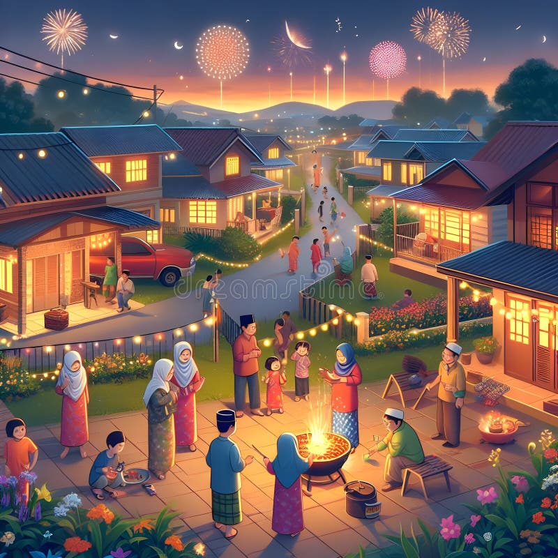 Image of Malay Folks Celebrating Hari Raya Aidilfitri in Their ...