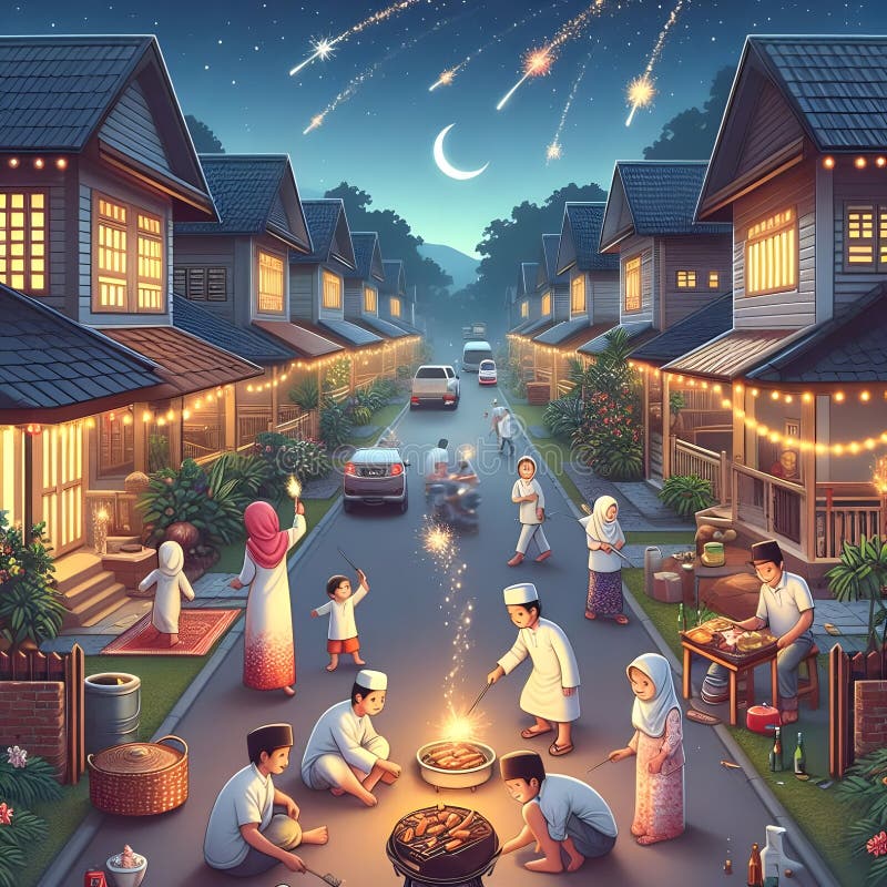 Image of Malay Folks Celebrating Hari Raya Aidilfitri in Their ...