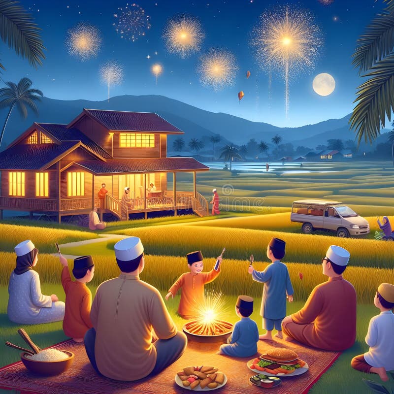 Image of Malay Folks Celebrating Hari Raya Aidilfitri in Their ...