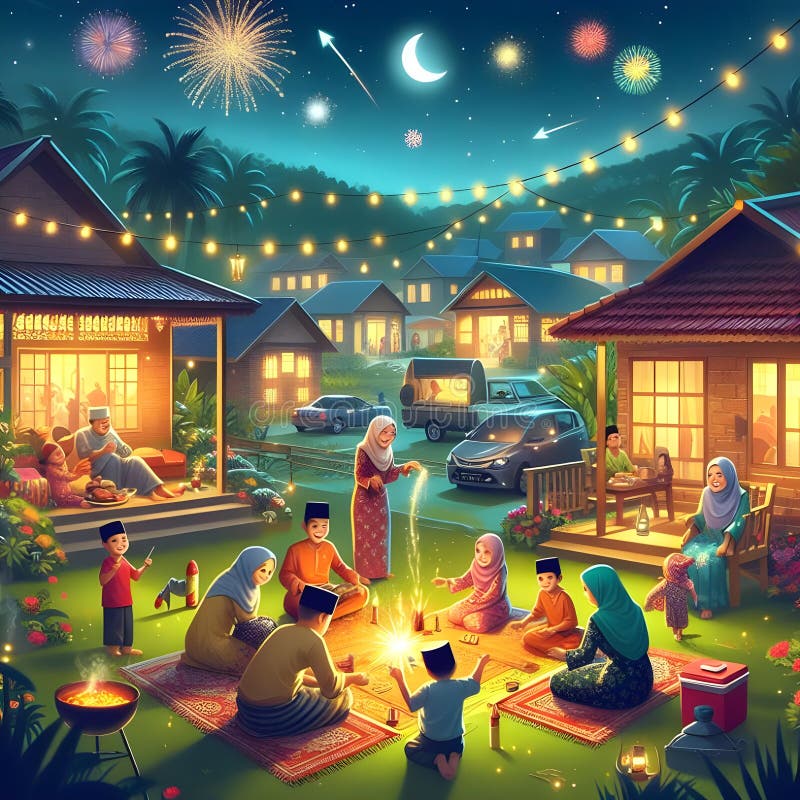 Image of Malay Folks Celebrating Hari Raya Aidilfitri in Their ...
