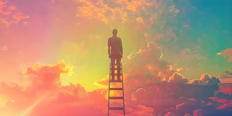Artificial Intelligence-generated Image of a Man Climbing a Ladder ...