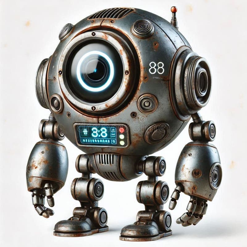 A Metallic Bot with One Big Eye Like a Camera Len,big Hands and Feet ...