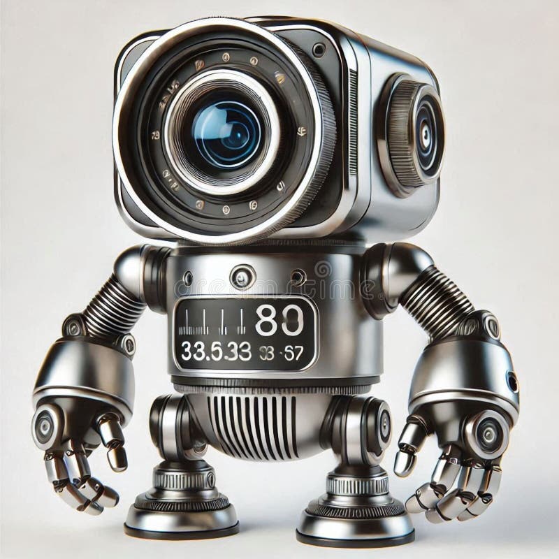 A Metallic Bot with One Big Eye Like a Camera Len,big Hands and Feet ...