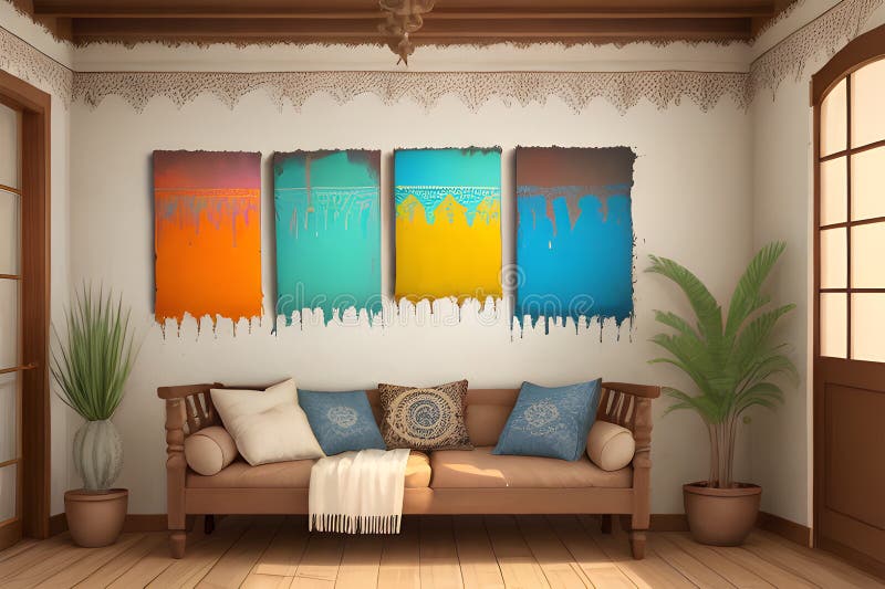 Image of the Mid-century until Modern Time Boho Living Room Decoration ...