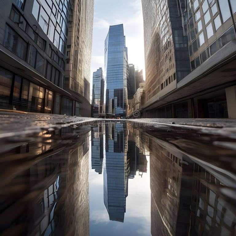 Image of Modern Building Structure Reflection Flawlessly Captured ...