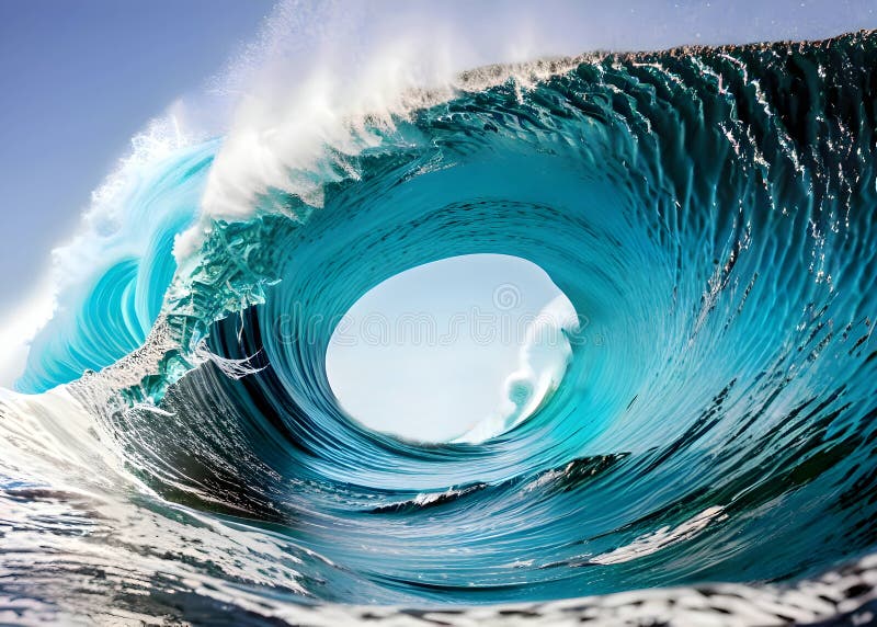 Image of an Ocean Wave Breaking at Different Weather with Some Scene ...