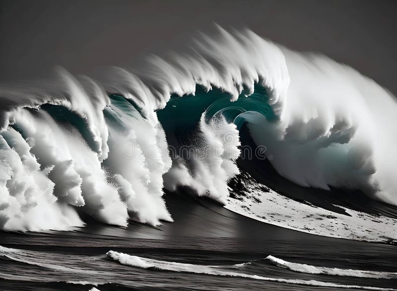 Image of an Ocean Wave Breaking at Different Weather with Some Scene ...