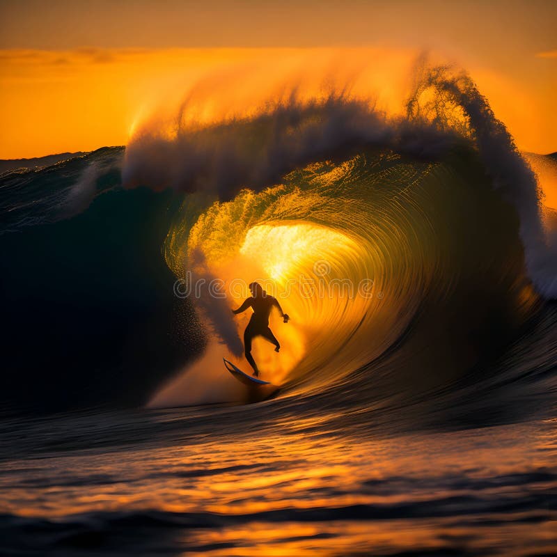 Image of an Ocean Wave Breaking at Different Weather with Some Scene ...