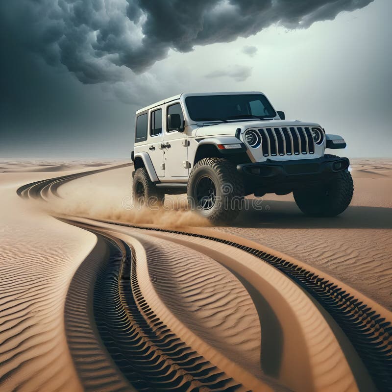 Image of a Off-road Vehicle Racing in the Desert,winding Curve with ...