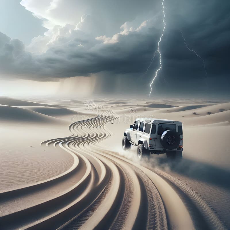 Image of a Off-road Vehicle Racing in the Desert,winding Curve with ...