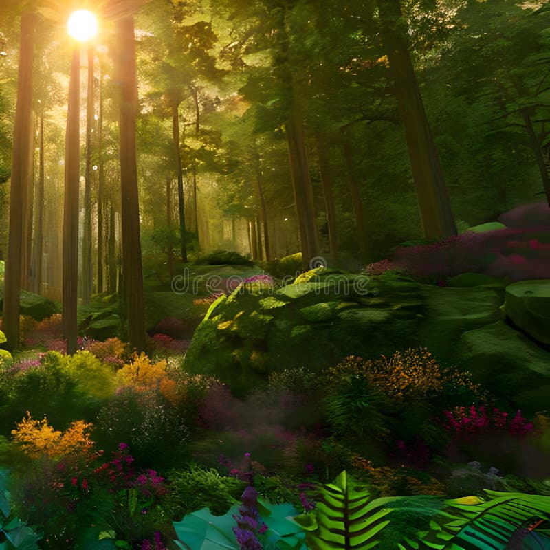 Mystical Woodland Archway with Radiant Glow. Spectacular Fantasy Scene ...