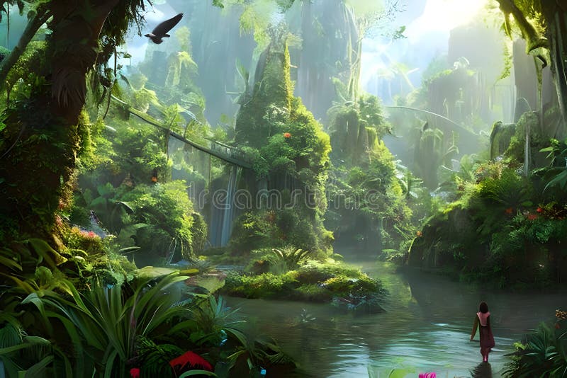 Image of the Painterly Psychedelic Woodland Landscape. Stock ...