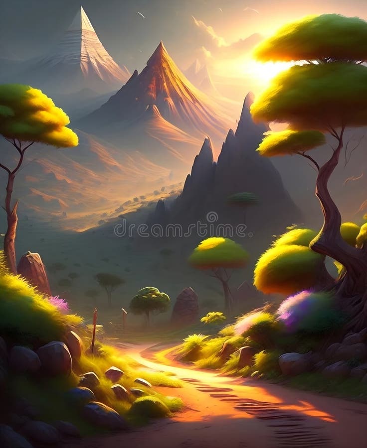 Mystical Woodland Archway with Radiant Glow. Spectacular Fantasy Scene ...