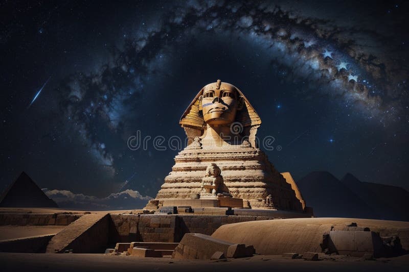 Artificial Intelligence Generated Image of a Pyramid and Sphinx Under a ...