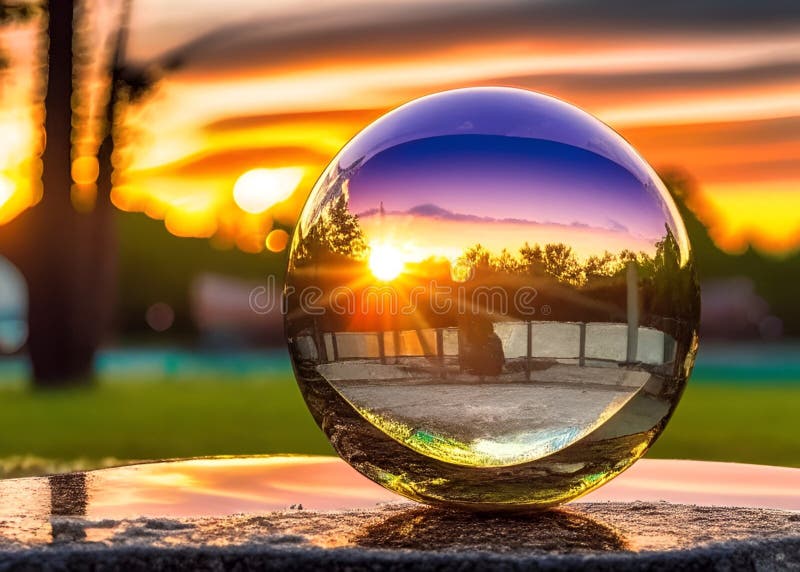 Image of the Reflective Glass Crystal Ball of the Scene by Which the ...