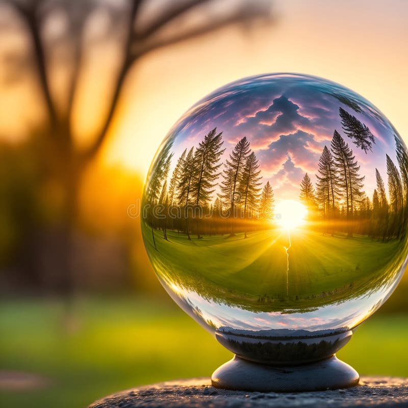 Image of the Reflective Glass Crystal Ball of the Scene by Which the ...