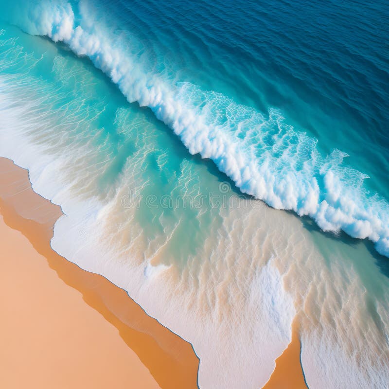 Image of the Sandy Beach and Beautiful Waves from Top Down View. Stock ...