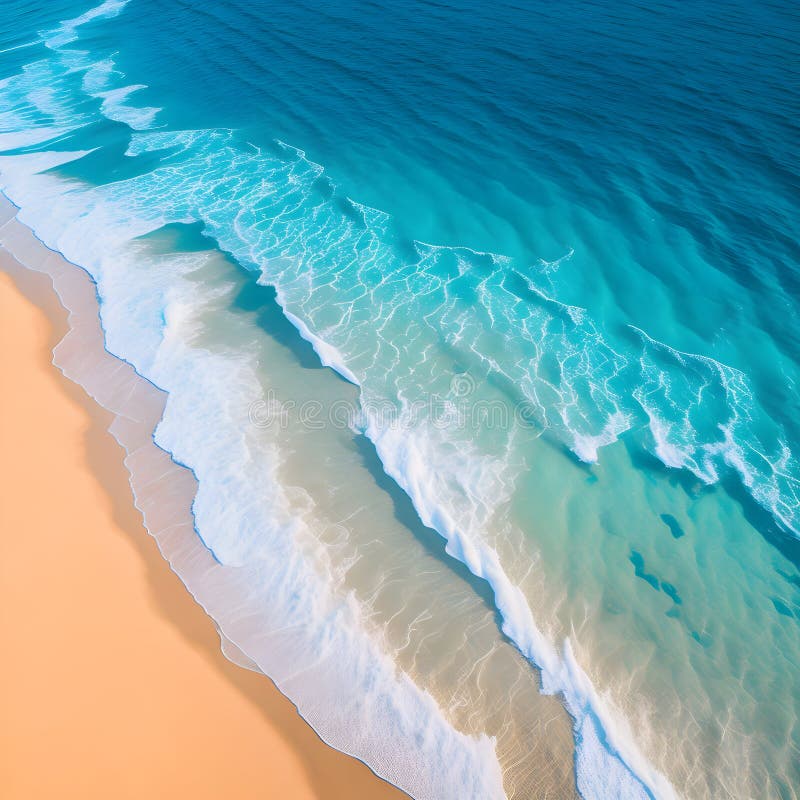 Image of the Sandy Beach and Beautiful Waves from Top Down View. Stock ...
